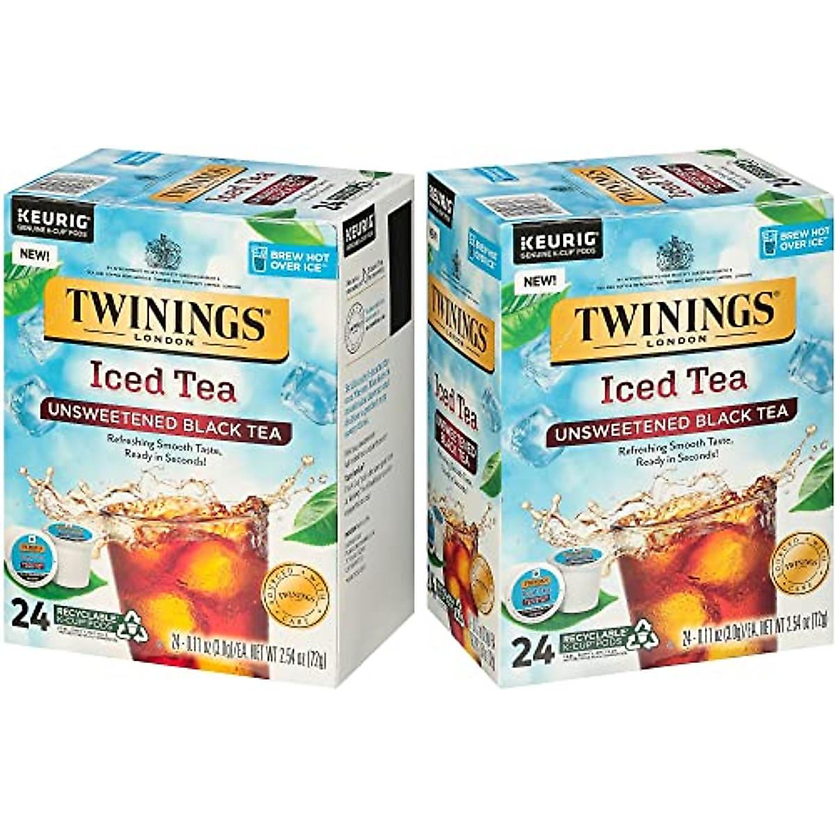 Twinings Iced Tea Unsweetened Black Tea K-Cup Pods for Keurig, Caffeinated, Refreshing, Smooth, Black Tea, 24 Count (Pack of 2)