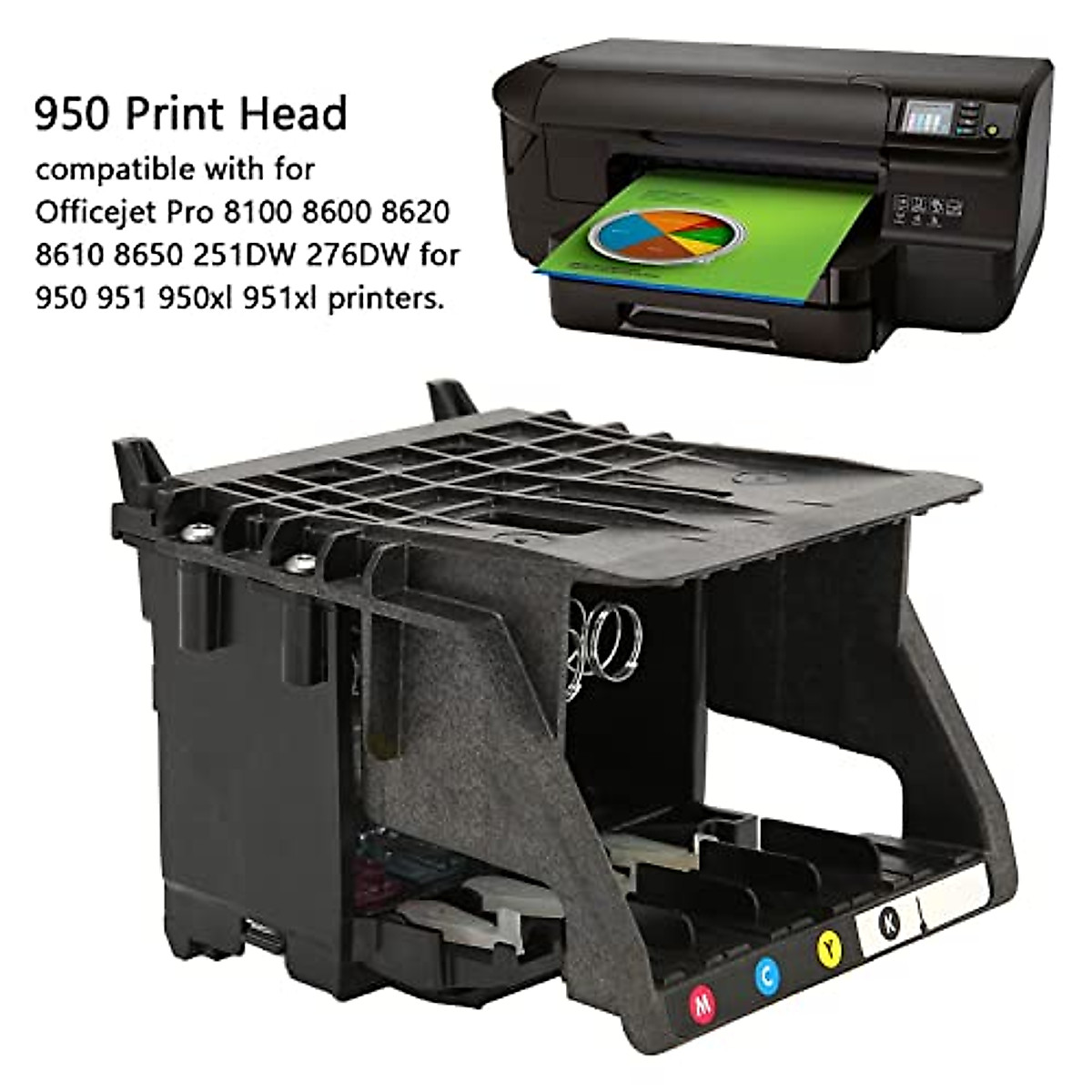 Hilitand 950 Printer Print Head Printhead Replacement,for HP for Officejet Pro 8100 8600 8620 8610 8650 251DW 276DW for 950 951 950xl 951xl