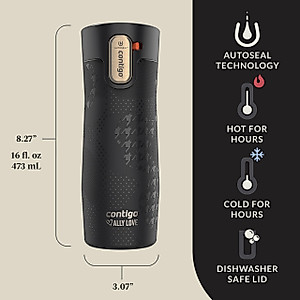 Contigo x Ally Love Stainless Steel Vacuum-Insulated Travel Mug with Autoseal and Easy Clean Lid, Spill-proof, Keeps Drinks cold 24 hrs & hot for 11 hrs, BPA Free, 16oz., West Loop 3.0, Licorice