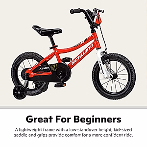 Schwinn Koen & Elm Toddler and Kids Bike, For Girls and Boys, 14-Inch Wheels, BMX Style, With Saddle Handle, Training Wheels Included, Chain Guard, and Number Plate, Red