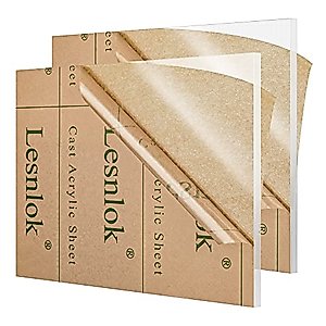 Lesnlok 2 Pack 8" x 12" plexiglass Sheets 1/4 inch Thick Clear Acrylic Sheet 6mm Thick Use for Craft Projects, Signs, Sneeze Guard and More