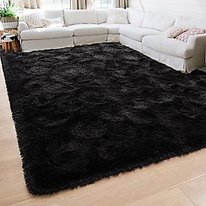 Beglad Shag Rugs for Living Room, Black Area Rugs 5x7 Feet Upgrade Anti-Skid Modern Minimalist Style Memory Foam Rugs for Bedroom, Indoor Carpet Suitable for Boys Teens Room Decor
