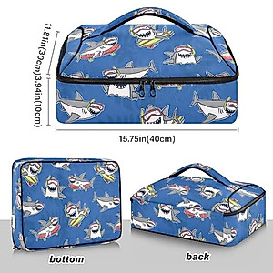 Goggles Shark Blue Insulated Casserole Carrier for Hot or Cold Food Carrier Container Insulated Cooler Bag Thermal Food Warmer Delivery Bag for Parties Buffet Potluck Picnic Cookouts