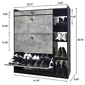 DEYAOPUPU Shoe Cabinet with 3 Flip Drawers, Modern Shoe Storage Cabinet for Entryway, Freestanding Shoe Rack Storage Organizer for Pumps,Slippers,Boots(Premium Gray)