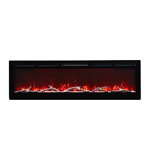 EDYO LIVING 60 inches Electric Fireplace Recessed and Wall Mounted Electric Fireplace Heater and Linear with Timer, Remote Control, Adjustable Flame Color