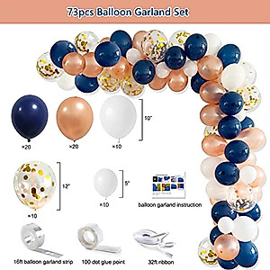 YSHMFEUX Retirement Party Decorations for Women, Navy Blue Rose Gold Retirement Party Supplies, Happy Retirement Banner, Retirement Party Centerpiece, Retirement Hanging Swirls Decorations for Women