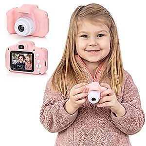 Kids Camera for Girls Upgrade 40MP, Christmas Birthday Gift Camera for Kids Age 3-9, 1080p HD Digital, Toddler Camera Age 3 4 5 6 7 8. Kids Digital Camera, Dual-Lens, 32GB SD Card Included-Pink