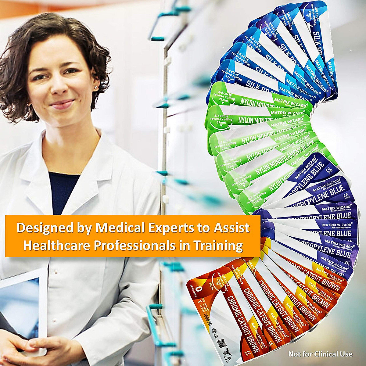 Mixed Sterile Suture Thread with Needle (Dissolvable and Non-dissolvable 0, 2-0, 3-0, 4-0, 5-0, 6-0) - Stitch Up Gear, Medical Surgical Suturing Kit, First Aid Field Emergency Demo, Camping Safety Kit