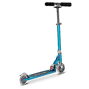 Micro Kickboard - Sprite LED, 2 Wheeled, Fold-to-Carry, Lightweight Swiss-Designed Micro Scooter with Light-Up Wheels for Children and Teens, Ages 6+, Ocean Blue