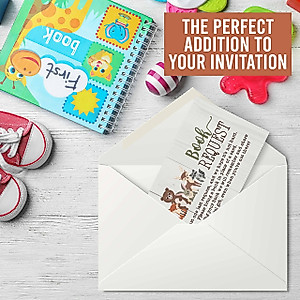 25 Books For Baby Shower Request Cards - Woodland Baby Shower Invitation Inserts, Book Request Baby Shower Guest Book Alternative, Bring A Book Instead Of A Card, Baby Shower Book Request