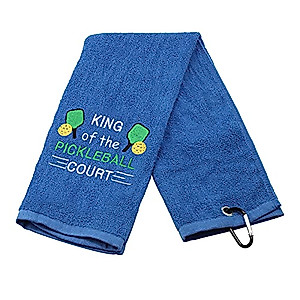 Pickleball Towel King/Queen of The Pickleball Court Embroidered Sports Teem Hand Towel Gift for Pickleball Player (King Towel)