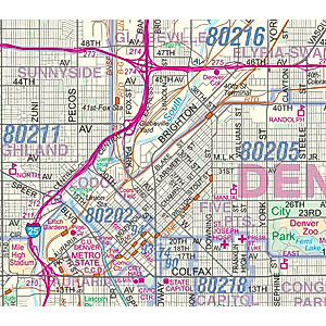 Metro Denver CO Detailed Region Wall Map w/Zip Codes *Laminated* 36"x52"