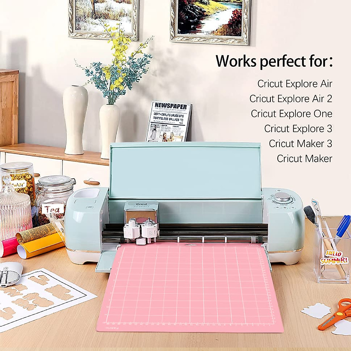 Gwybkq Cutting Mat for Cricut Maker 3/Maker/Explore 3/Air 2/Air/One 4 Pack 12x12 VarietyGrip Cut Pads Replacement Accessories Standard/Light/Strong Card Adhesive Sticky Cards for Crafts