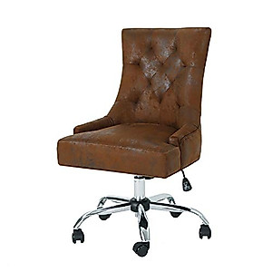 Great Deal Furniture Bagnold Home Office Microfiber Desk Chair, Brown