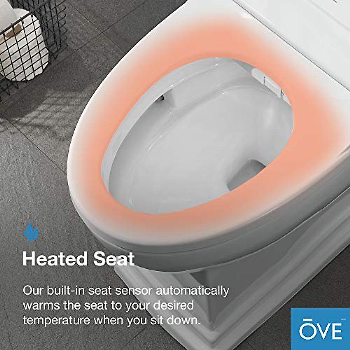 Ove Decors Nova Bidet Toilet Built-in Tankless Elongated, Automatic Flushing, Heated Seat, Soft Close, ECO Mode with Remote Control, White