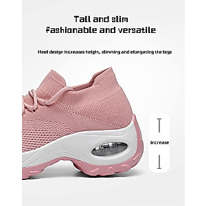 pearlzone Women's Running Shoes Breathable Air Cushion Sneakers Elastic Tennis Sneakers,Comfortable Shape Shoes for Jogging Work Running (red,7.5)