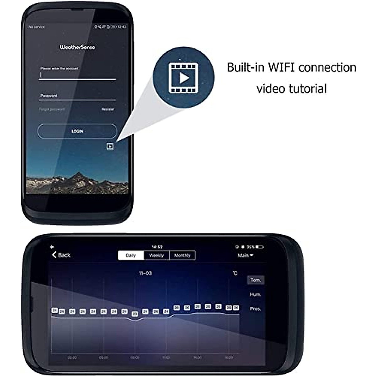 EYEARN Weather Station Wireless Indoor Outdoor Thermometer, Color Display Digital Weather Thermometer with Atomic Clock, Durable, Simple to use, Stable Performance