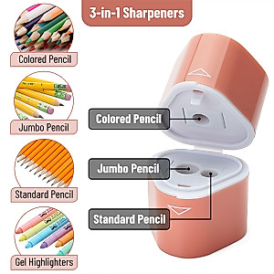 Mr. Pen- Pencil Sharpener for Colored Pencils, 3 Pack, 3 Hole, Pencil Sharpeners Manual, Handheld Pencil Sharpener, Pencil Sharpeners Handheld, Crayon Sharpener, Colored Pencil Sharpener