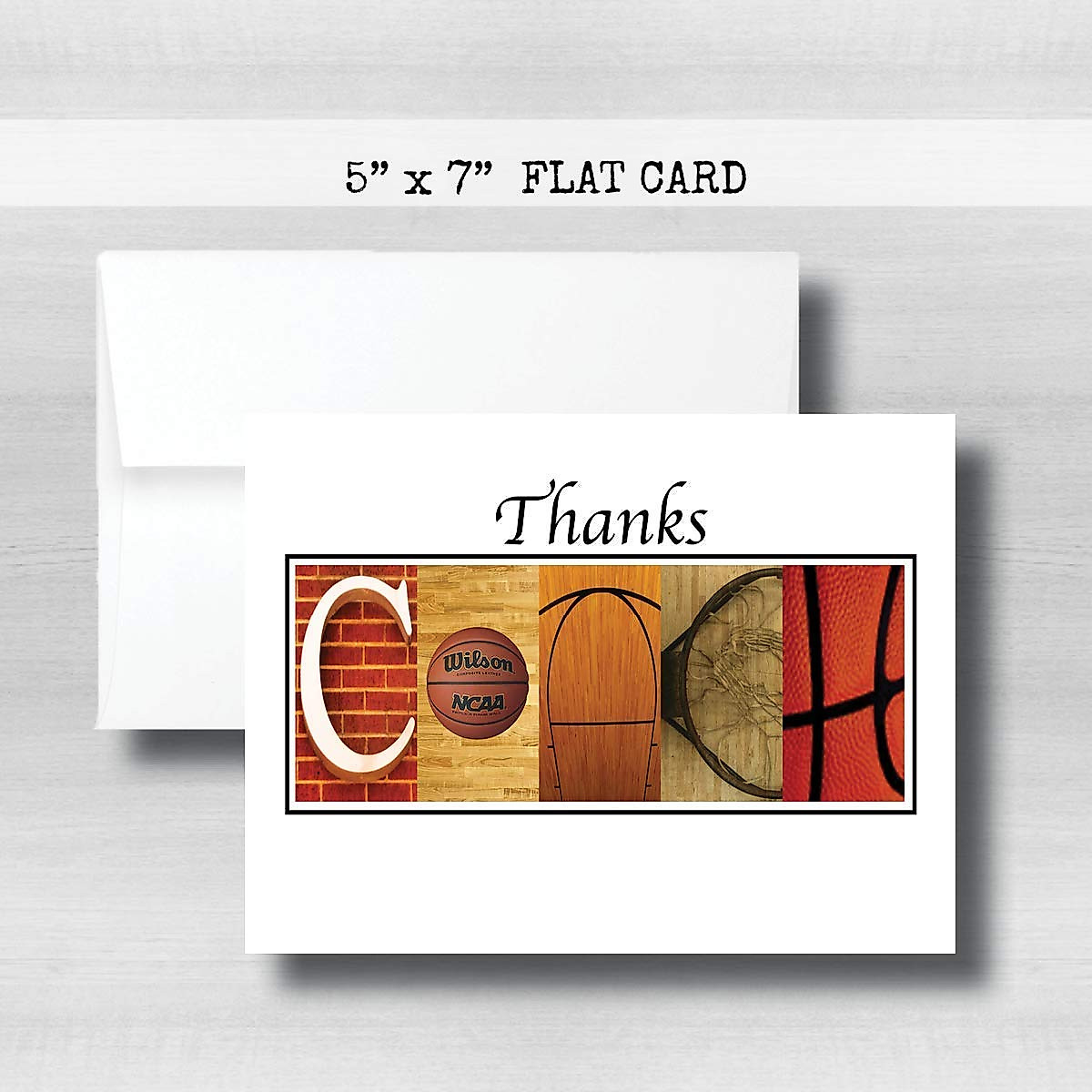 Personalized Basketball Coach Thank You Card, 5"x 7" FLAT CARD, Greeting Cards