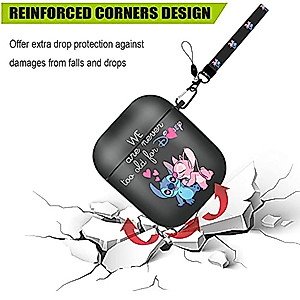 UHAUL AirPods Case Protectiv Cover,Fully Protected Shockproof Cartoon case with Keychain Clip Carabiner and Lanyard,Compatible with Apple AirPods 2 and 1 (Stitch and Angel)