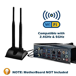 TECHTOO WiFi Antenna Dual Band 2.4GHz - 5.8GHz with RP-SMA Connector Magnetic Base for Wireless Network Router - USB Adapter - PCI PCIe Cards - Signal Booster - Access Point - Wireless Range Extender