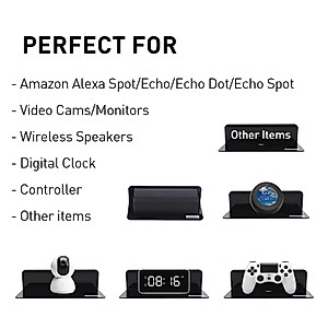 OAPRIRE Acrylic Floating Wall Shelves Set of 2, Damage-Free Expand Wall Space, Small Display Shelf for Smart Speaker/Action Figures with Cable Clips