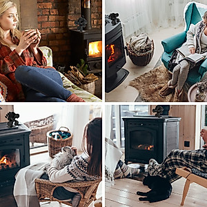 LerkeHony 4 Silent Heat Powered Stove Fan, Log Burner Fan with a Thermometer, Eco Friendly Heat Circulation for Wood/Log Burner/Fireplace/Free Stove Thermometer Satin/Black