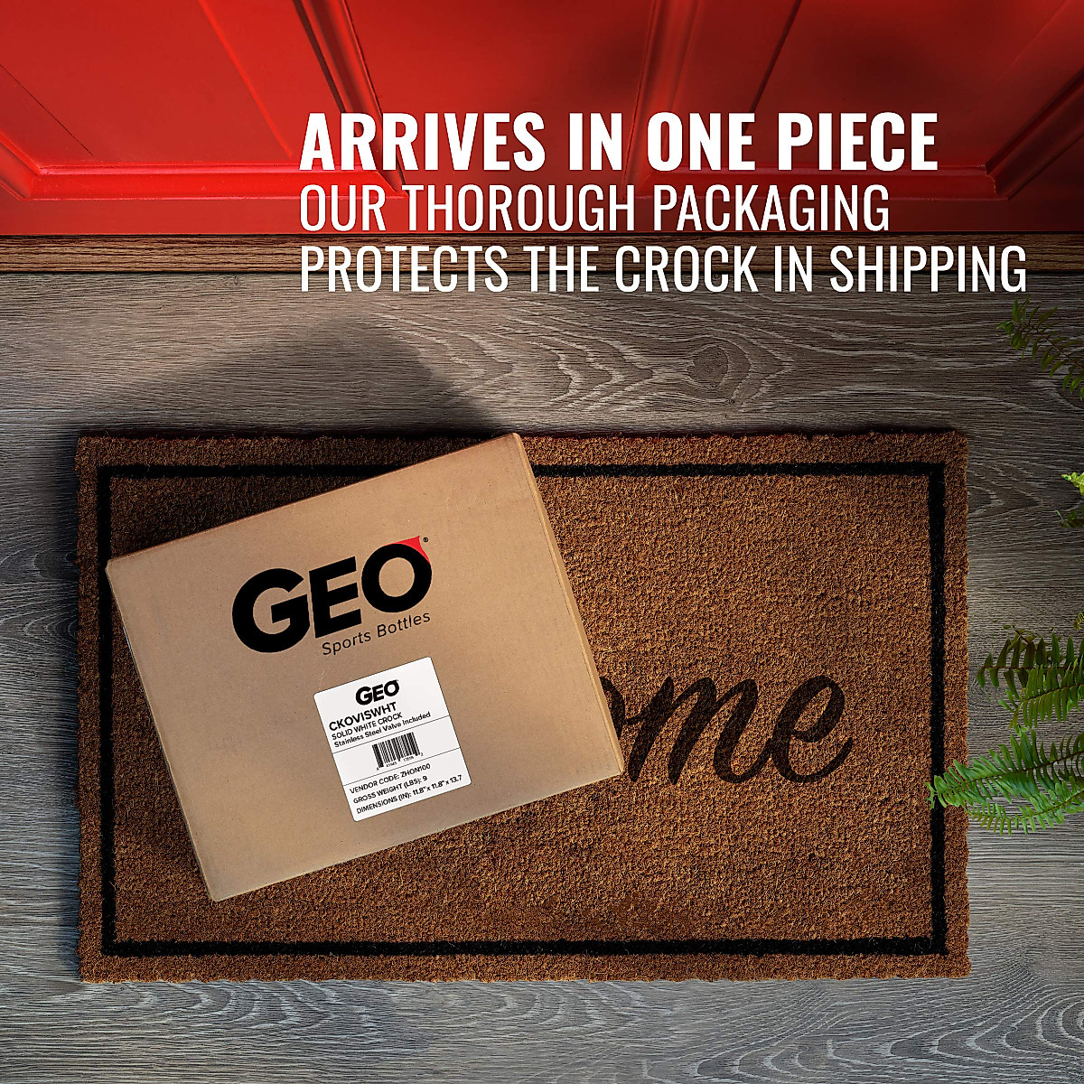 Geo Sports Porcelain Ceramic Crock Water Dispenser, Stainless Steel Faucet, Valve and Lid Included. Fits 3 to 5 Gallon Jugs (Solid Orange)