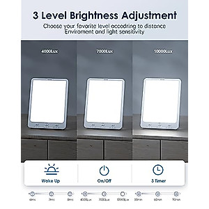 SUXIO Light Therapy Lamps Rechargeable, 10000 Lux Sunlight Lamp, Therapy Light with Wake-Up Function, Daylight Lamp with Memory Function, Happy Lamp Use As Lift-Mood, Light Therapy Box for Home/Office