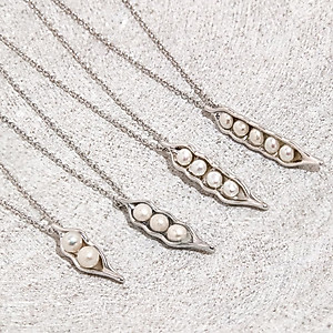 Women's Two Peas in a Pod Necklace, 16" long chain - Sterling Silver Pearl Peas in a Pod Necklace - Gift for New Mom - Push Present - Maternity Jewelry - Gifts for Mom