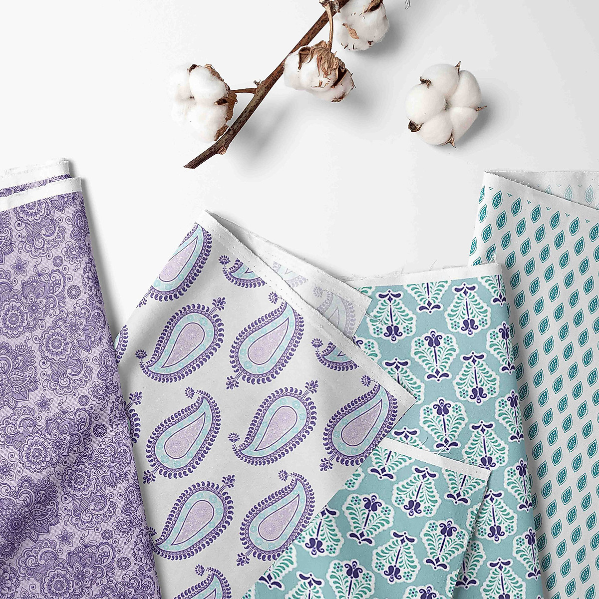 Bacati - Paisley Floral 100 Percent Cotton Percale Crib/Toddler Bed Ruffle/Skirt (Aqua/Lilac/Purple 3 Tier Layer)