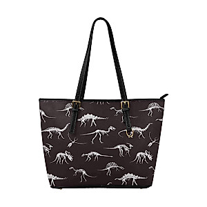 InterestPrint Dinosaur Bones Women Totes Top Handle HandBags PU Leather Purse
