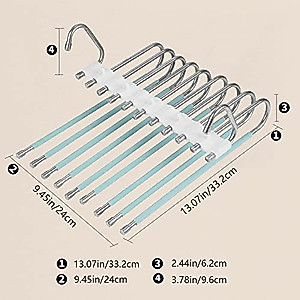 Hoibampu 2 Pcs Upgrade 9 Layers Pants Hangers Space Saving - Hangers for Clothes Hanger Organizer - Jean Hangers Pants Rack Scarf Hanger Closet Space Saving Scarf Organizer