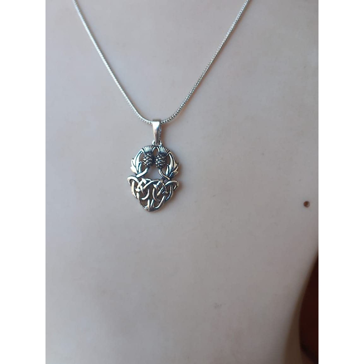 COMAT CRAFT Beautiful Scottish Thistly Cirsium Flower Scotland National Symbol Necklace 18"