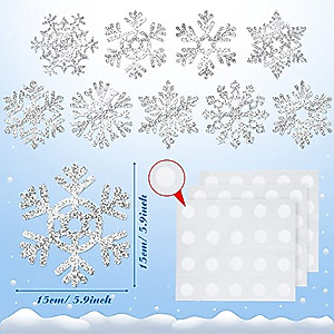Snowflake Cutouts Decorations, Winter Christmas Snowflake Paper Cutouts with Glue Point Dots for Bulletin Board Frozen Party Home Class Office Decor Accessories (Silver, 45 Pieces)