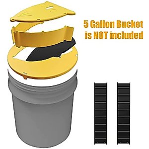 Bucket Lid Mouse Rat Trap, Bucket Lid Mouse Trap, Humane or Lethal, Trap Door Style, Multi Catch, Auto Reset, Indoor Outdoor, No See Kill, 5 Gallon Bucket Compatible