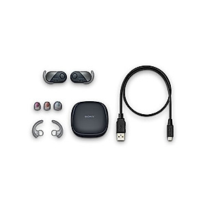 Sony WF-SP700N/W True Wireless Splash-Proof Noise-Cancelling Earbuds with Built-In Microphone (White), 5 x 2.4 x 6 inches