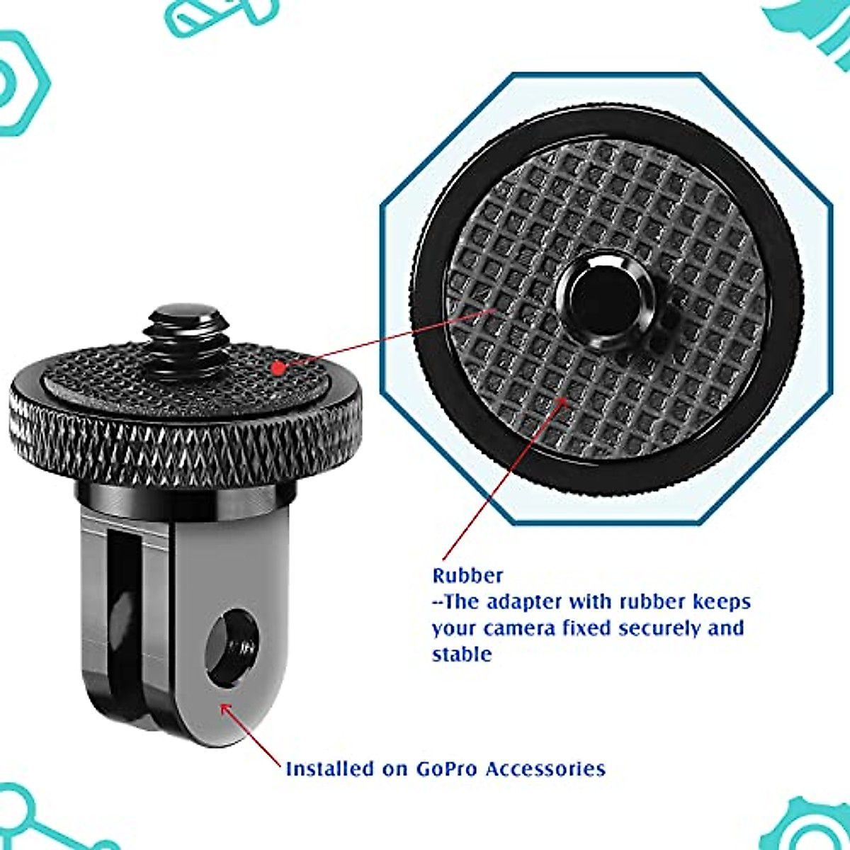 Frienda 4 Pieces Aluminum Camera Tripod Conversion Adapter 1/4-20 Conversion Adapter Metal Camera Mount Adapter for Tripod Compatible with GoPro Action Cameras and Other Standard 1/4 Accessories