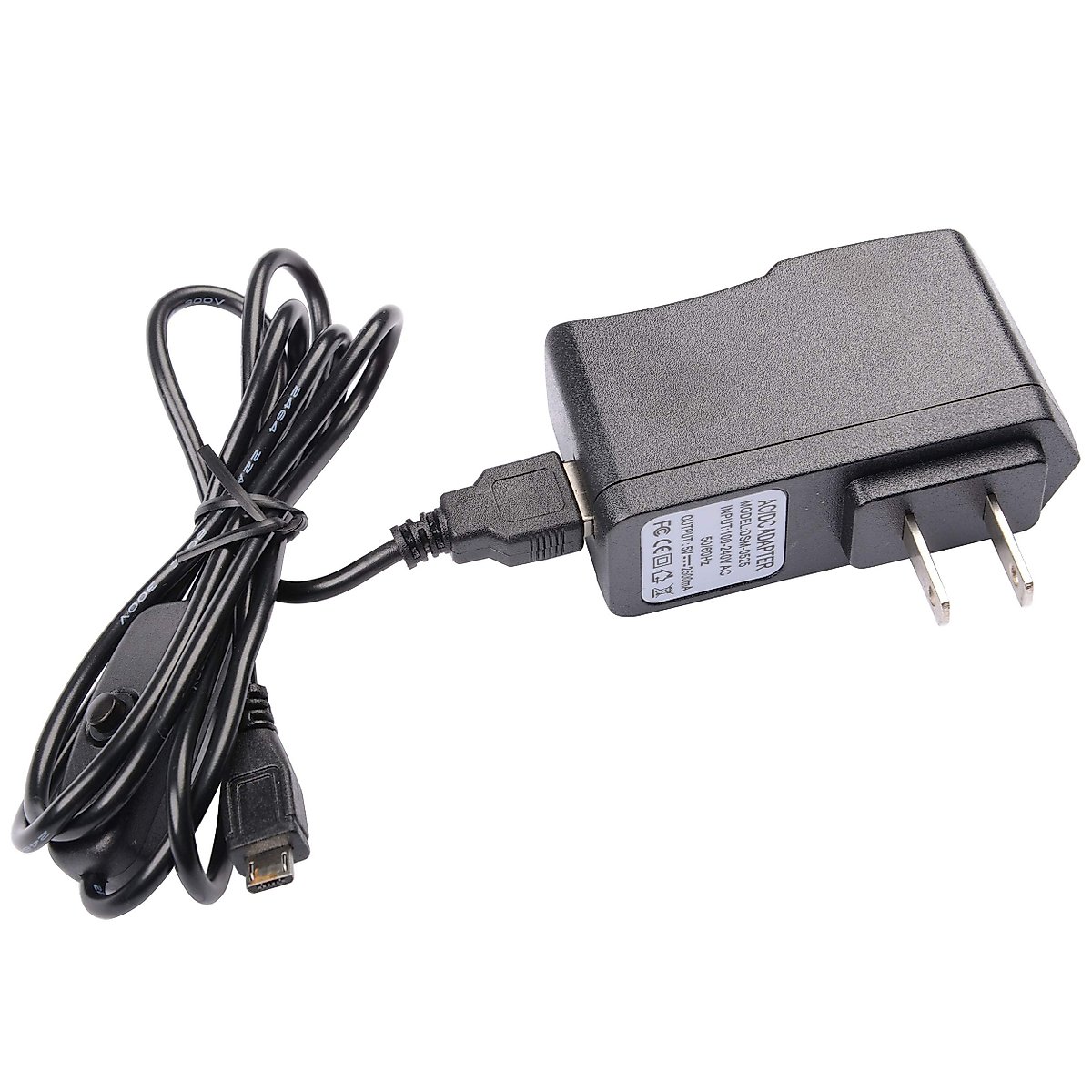 MUZOCT 5V/2.5A Power Supply Micro USB Charger Adapter with On Off Switch for Raspberry Pi 3/2 Model B