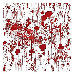 Allenjoy 6 x 6 FT Horror Halloween Party Backdrop Red Table Decor Banner Photography Background Photo Booth Props