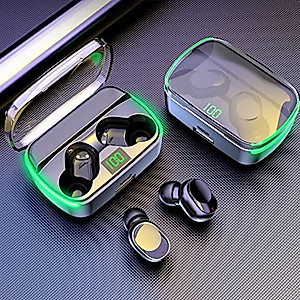 Wireless Bluetooth 5.3 Digital Display Earphones - Noise Cancellation HiFi Sound Cool Breathing Light Stereo in-Ear Light-Weight Touch-Control Headset with Charging Box for Sport