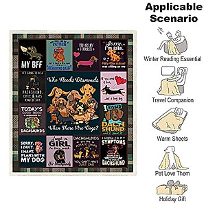 Ultra Soft 3D Printed Blanket Dachshund Dog Pattern Cozy Microfiber Plush Sherpa Blanket 2 Sizes Warm Fuzzy Throw Blanket for Kids and Adults Throws Blankets (Style01, 130cm x 150cm(51'' x 59''))