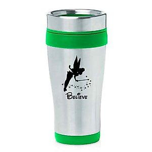 16oz Insulated Stainless Steel Travel Mug Coffee Mug Tumbler Fairy Believe (Green)