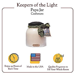 A Cheerful Giver — Cashmere - 34oz Papa Scented Candle Jar with Lid - Keepers of the Light - 155 Hours of Burn Time, Gift Candle, Brown