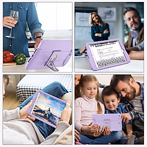GUAGUA Case for iPad 10.2-Inch (9th/8th/7th Generation), iPad 10.2 2021/2020/2019 Lightweight Non-Slip Grip Gamepad Shockproof Rugged Protective Tablet Case with Kickstand for Kids Girls Women, Purple