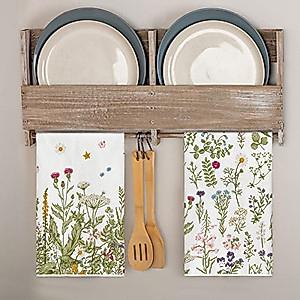 Artoid Mode Wildflower Floral Fall Kitchen Towels Dish Towels, 18x26 Inch Leaves Holiday Decoration Hand Towels Set of 2