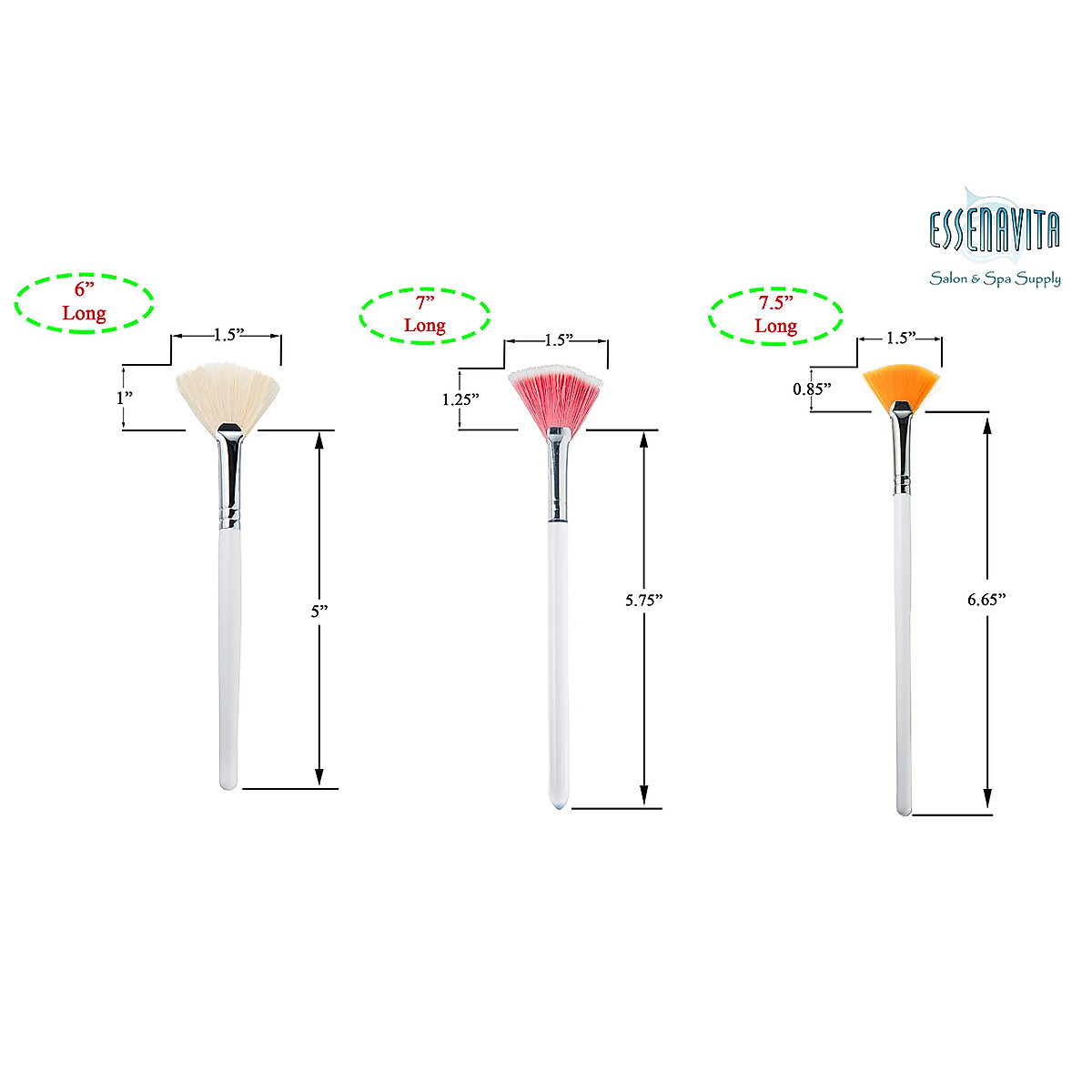 essenavita fan mask brush set of 6 pieces mask application fan brush glycolic fan brush boar head fan brush