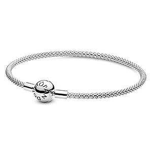 PANDORA Jewelry Moments Mesh Charm Sterling Silver Bracelet, 6.7"