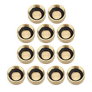 Carbbia 12PCS 3/4" Garden Hose Cap Garden Hose Connector Brass Cap with Washer Female Fitting Cap