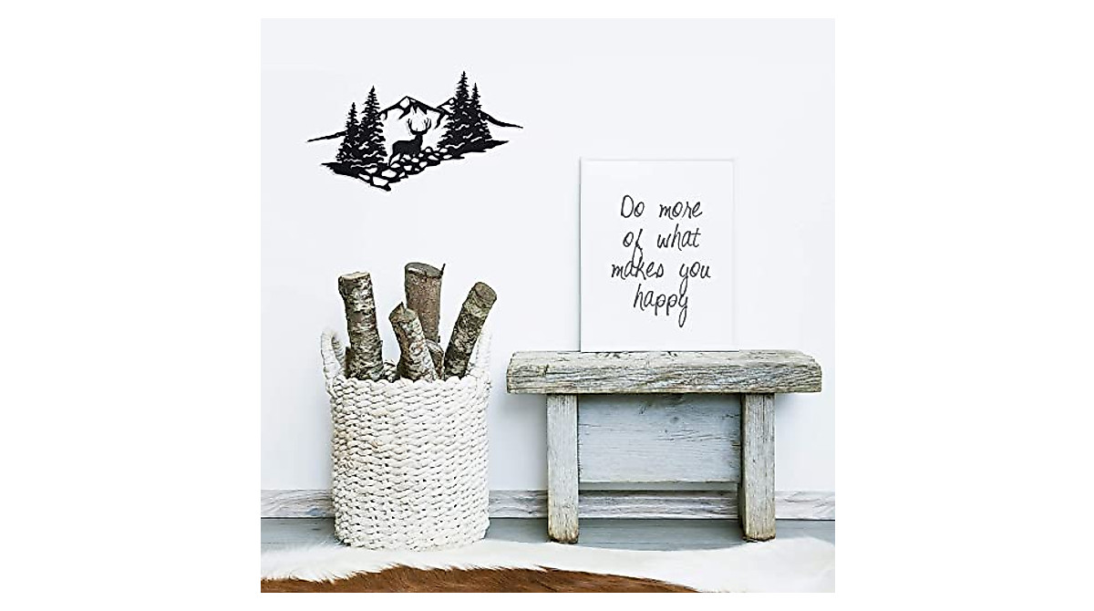 Mule Deer Mountain Scene Wall Art - Rustic Home Decor